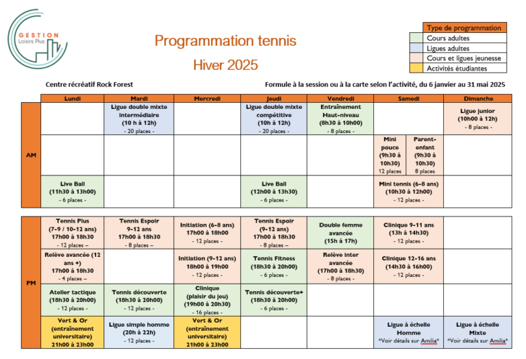 Tennis - Sports de Raquette - Gestion Loisirs Plus